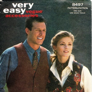 Vogue Vest Pattern 8497 - Men's or Misses' Unisex Vest, Tie & Ascot ...