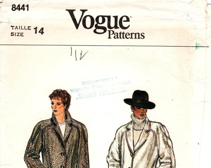 Vogue Sewing Pattern 8441 - Misses' Loose-fitting, Lined Coat in Two Lengths Has Notched Collar ...