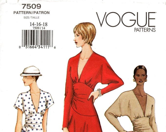 Sz 14/16/18 - Vogue Dress Pattern 7509 - Misses' Lined, Dolman Sleeve ...