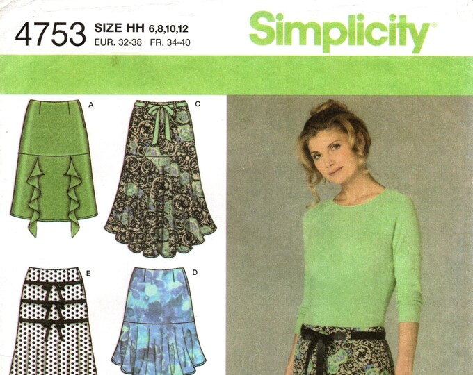 Sz 6/8/10/12 - Simplicity Pattern 4753 by KAREN Z - Misses' Skirts With ...