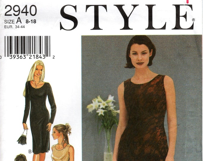 Sz 8 Thru 18 - Style Dress Pattern 2940 - Misses' Scooped Neckline ...