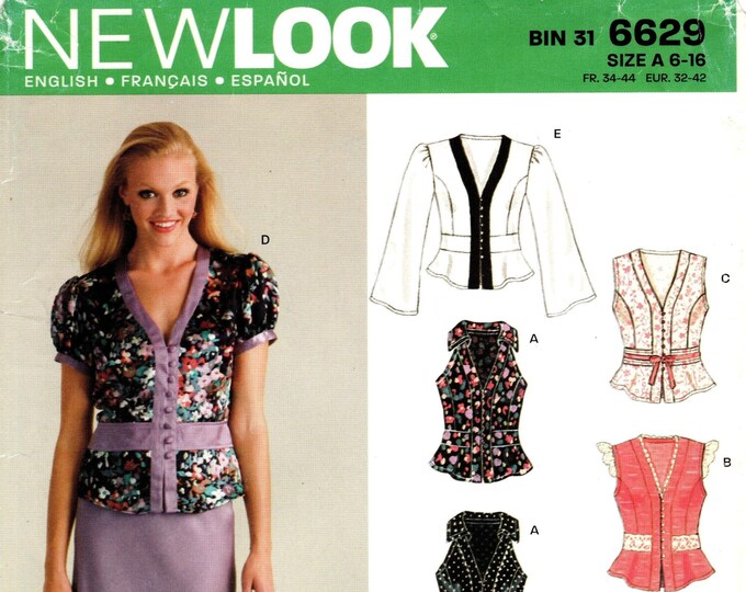 Sz 6 Thru 16 - New Look Pattern 6629 - Misses' Princess Seam, Peplum ...