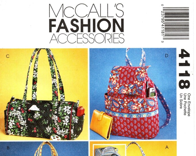 Mccall's Accessories Pattern 4118 - Misses' Handbags From Pre-quilted ...