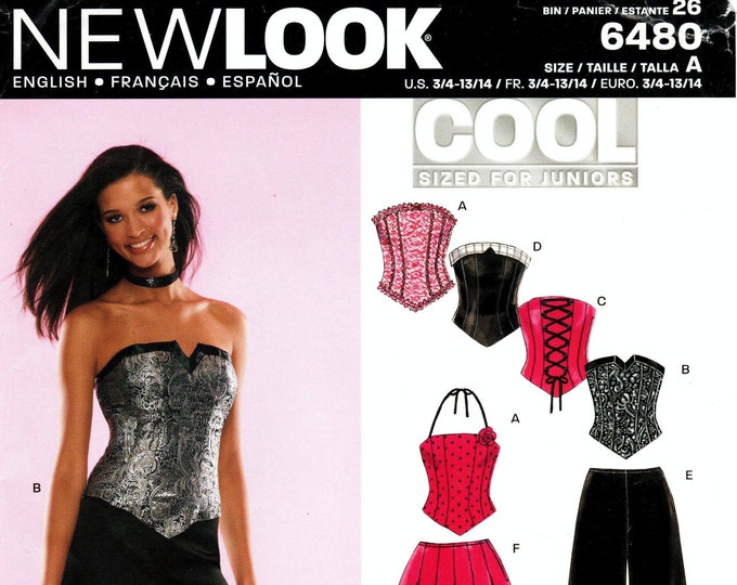 Sz 3/4 to 13/14 - New Look Pattern 6480 - Junior's Strapless Bustier ...