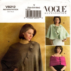 Sz Xsm/sml/med - Vogue Cape Pattern V8212 - Misses' Wrap, Cape and Shrug - Etsy
