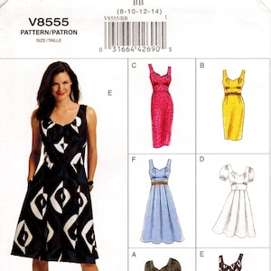 Vogue 8555 Dress Pattern: Pleated Bodice, Six Style Options - Etsy