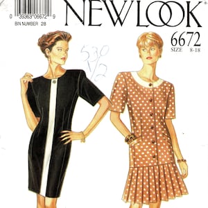 Sz 8 Thru 18 - New Look 6672 - Misses' Semi-fitted, Button Front Dress ...