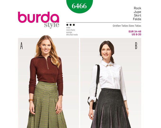 Burda Sewing Pattern 6466 - Misses' Fitted Thru Hips Flared Skirt With ...
