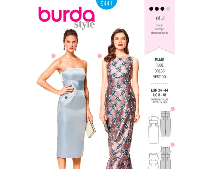 Burda Sewing Pattern 6441 - Misses' Sleeveless, Strapless or Boat Neck ...