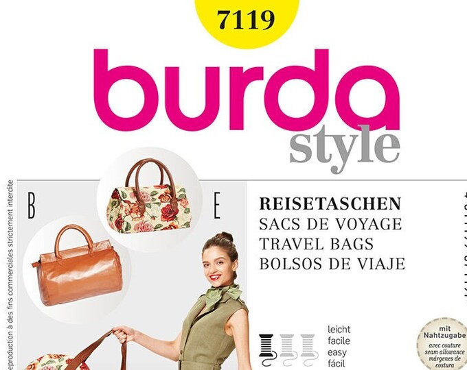 Burda Sewing Pattern 7119 - Misses' Top Handle Satchel Bags/handbags in ...