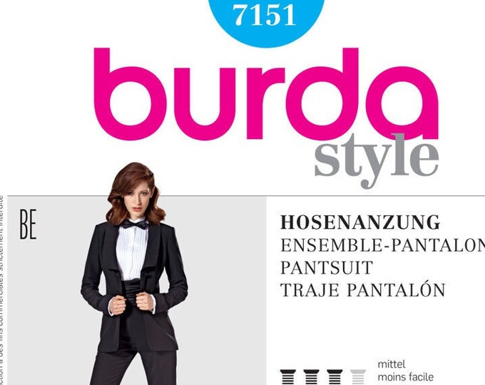 Burda Sewing Pattern 7151 - Misses' Tuxedo Jackets and Straight Leg ...