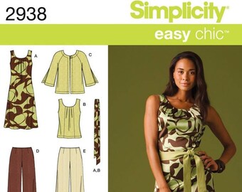 Sz 8 Thru 14 Simplicity Pattern 5959 Misses' Pullover Dress in Two ...