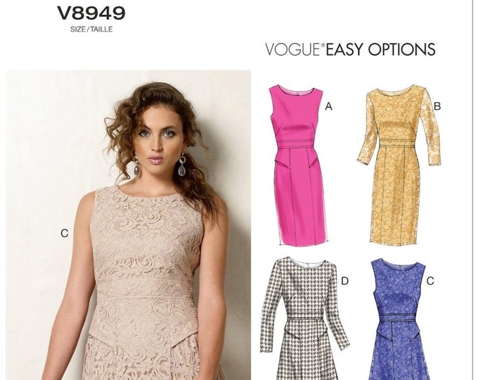 Sz 16 Thru 24 - Vogue Dress Pattern V8949 - Misses' Lined Dress With ...