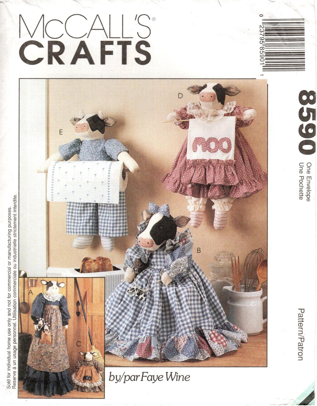 Mccall's Country Craft Pattern 8590 by Faye Wine Cow - Etsy