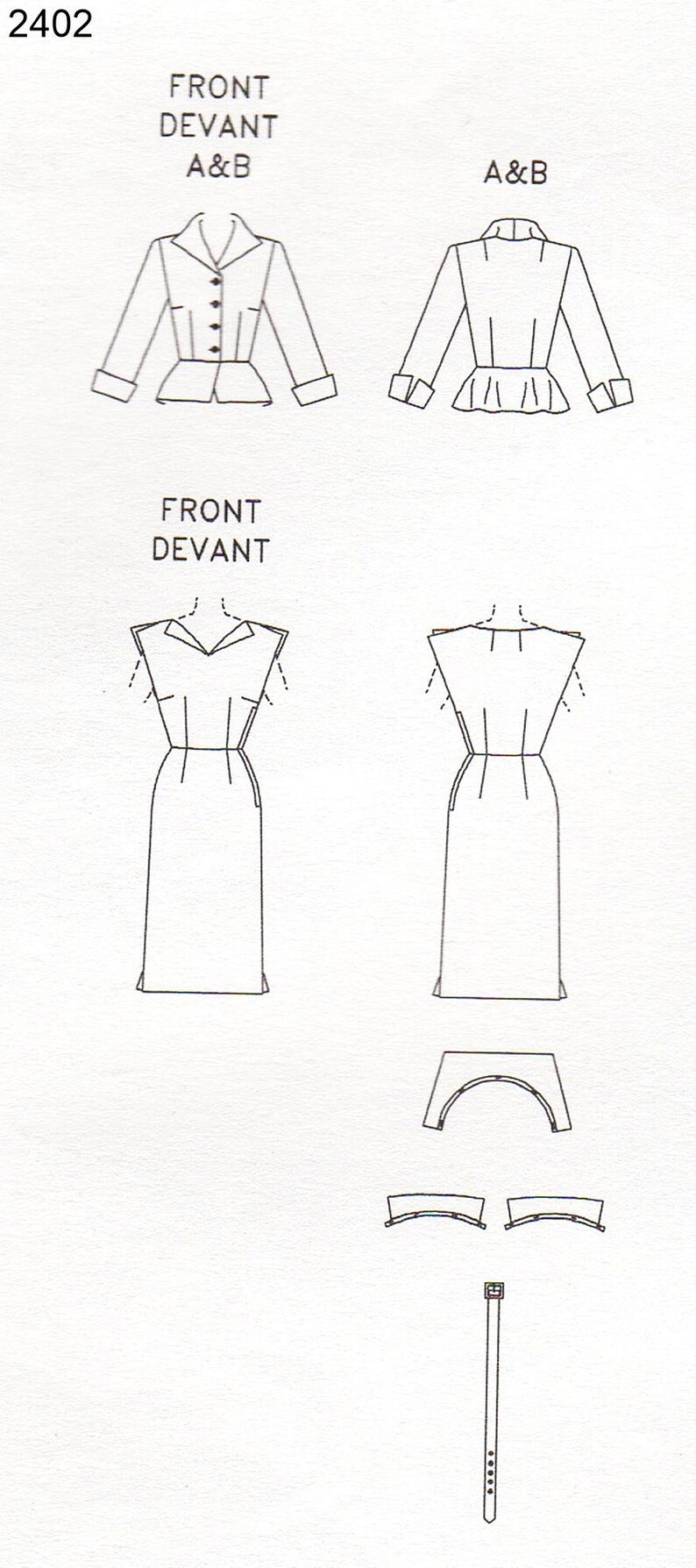 Sz 6/8/10 Vogue Dress Pattern 2402 Misses' Jacket With - Etsy