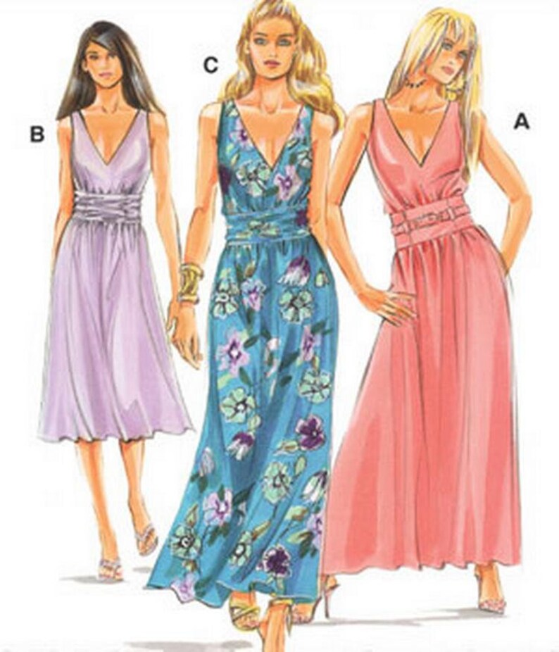 Sz 8 to 20 Neue Mode Pattern V23465 Misses' Sleeveless, V-neckline ...