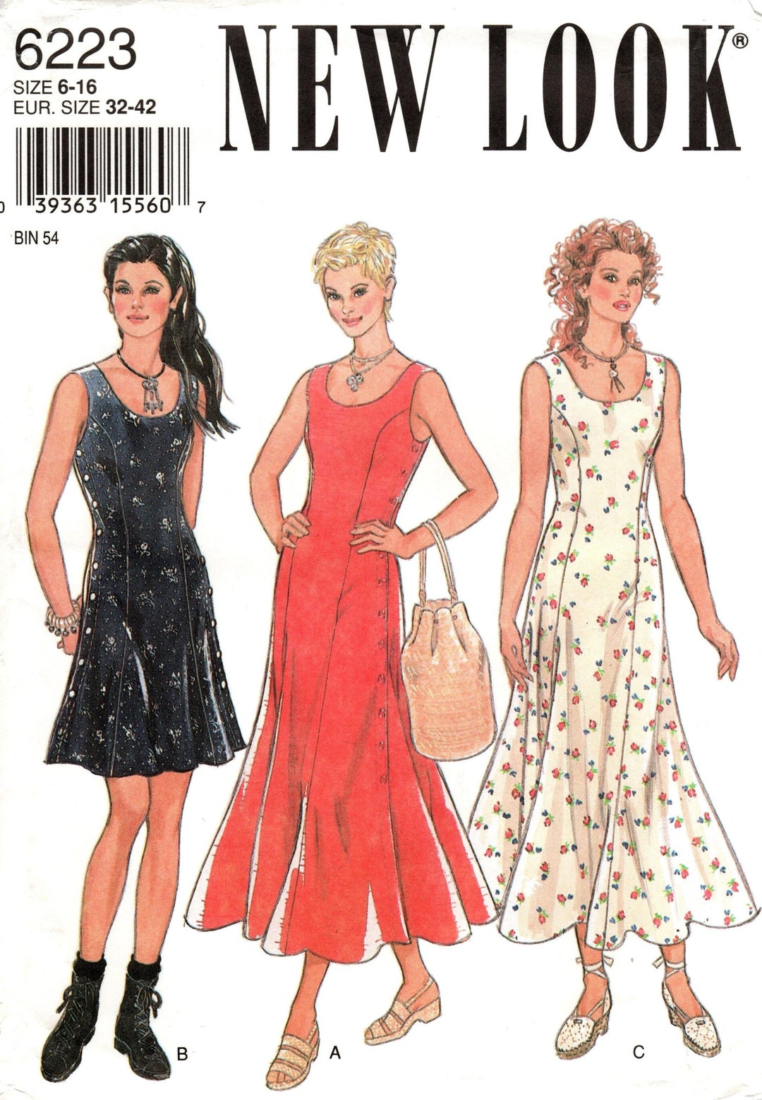 Sz 6 Thru 16 New Look 6223 Misses' Scoop Neck Front and V-neck Back ...