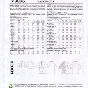 Pick Your Size - Vogue Jacket Pattern V9096 - Misses' Loose-fitting ...