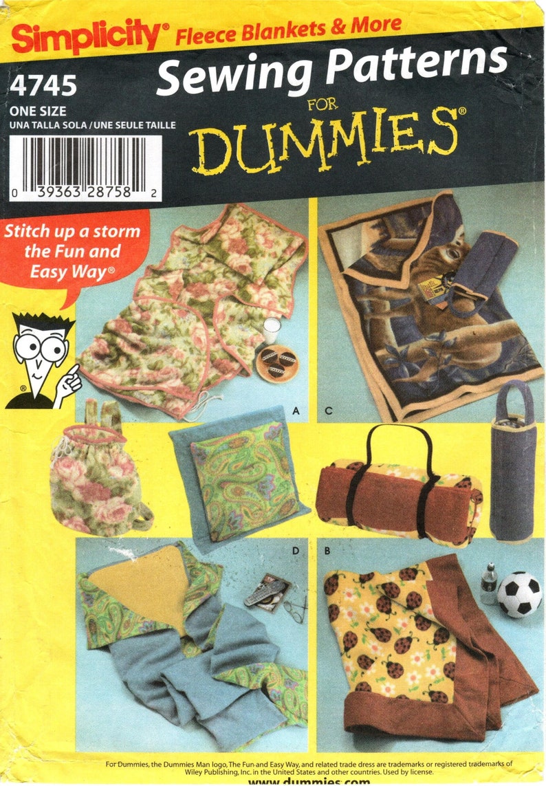 Simplicity Craft Pattern 4745 by SEWING FOR DUMMIES Fleece Pillow in a ...