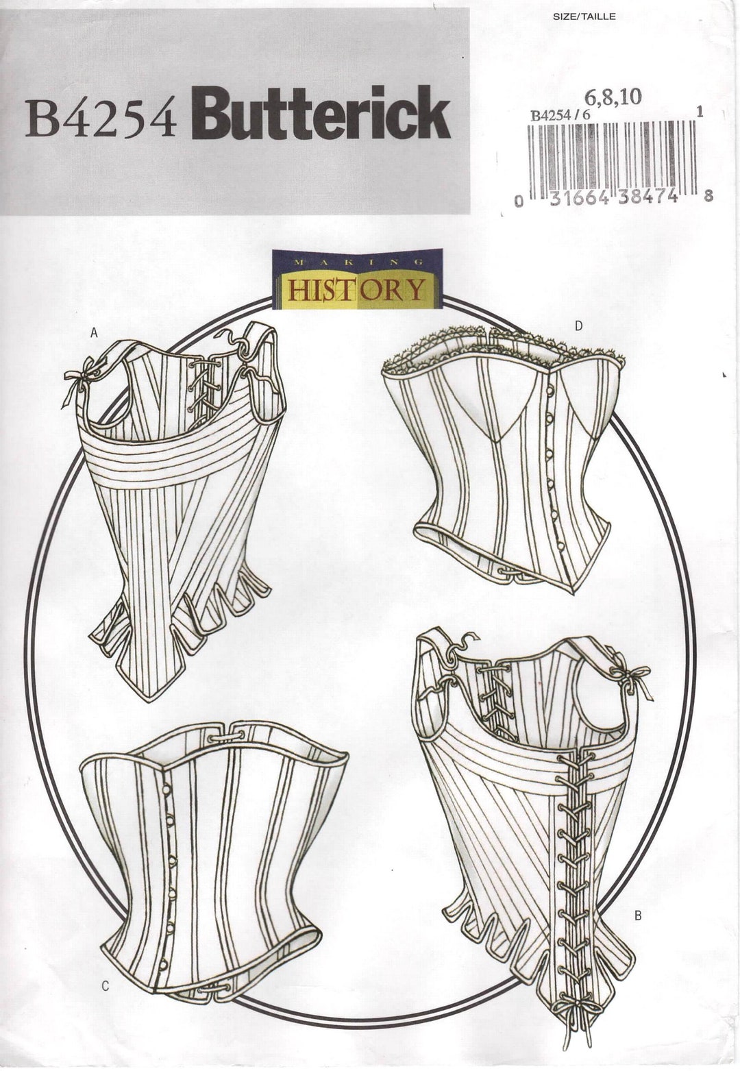 Butterick Historical Corset Pattern B4254 - Misses' Sizes 6/8/10 - Etsy