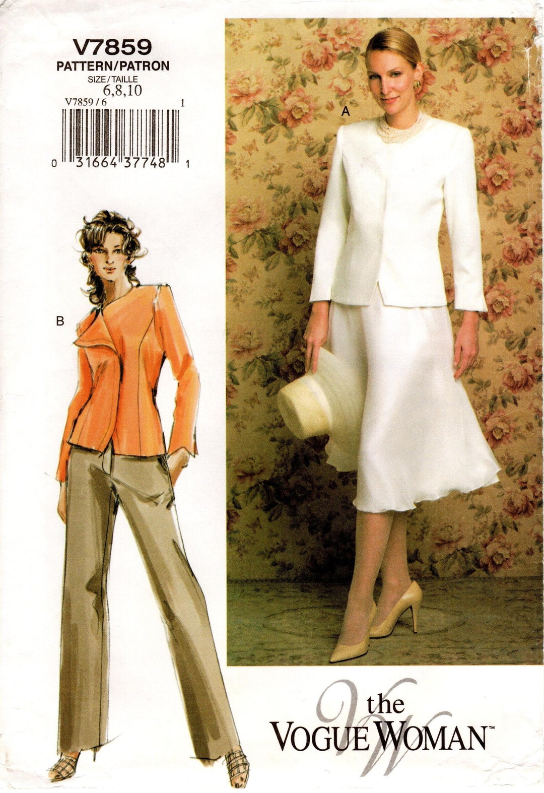 Sz 6/8/10 - Vogue Separates Pattern 7859 - Misses' Princess Seam Jacket ...