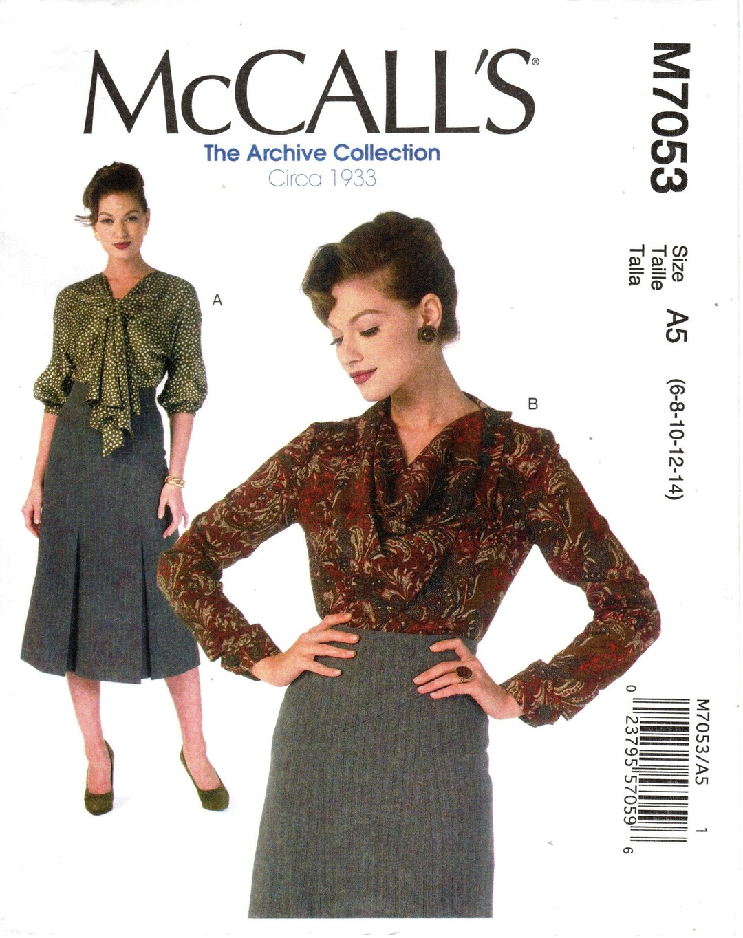 Mccall's M7053 Sewing Pattern: Misses' Blouses, the Archive Collection ...