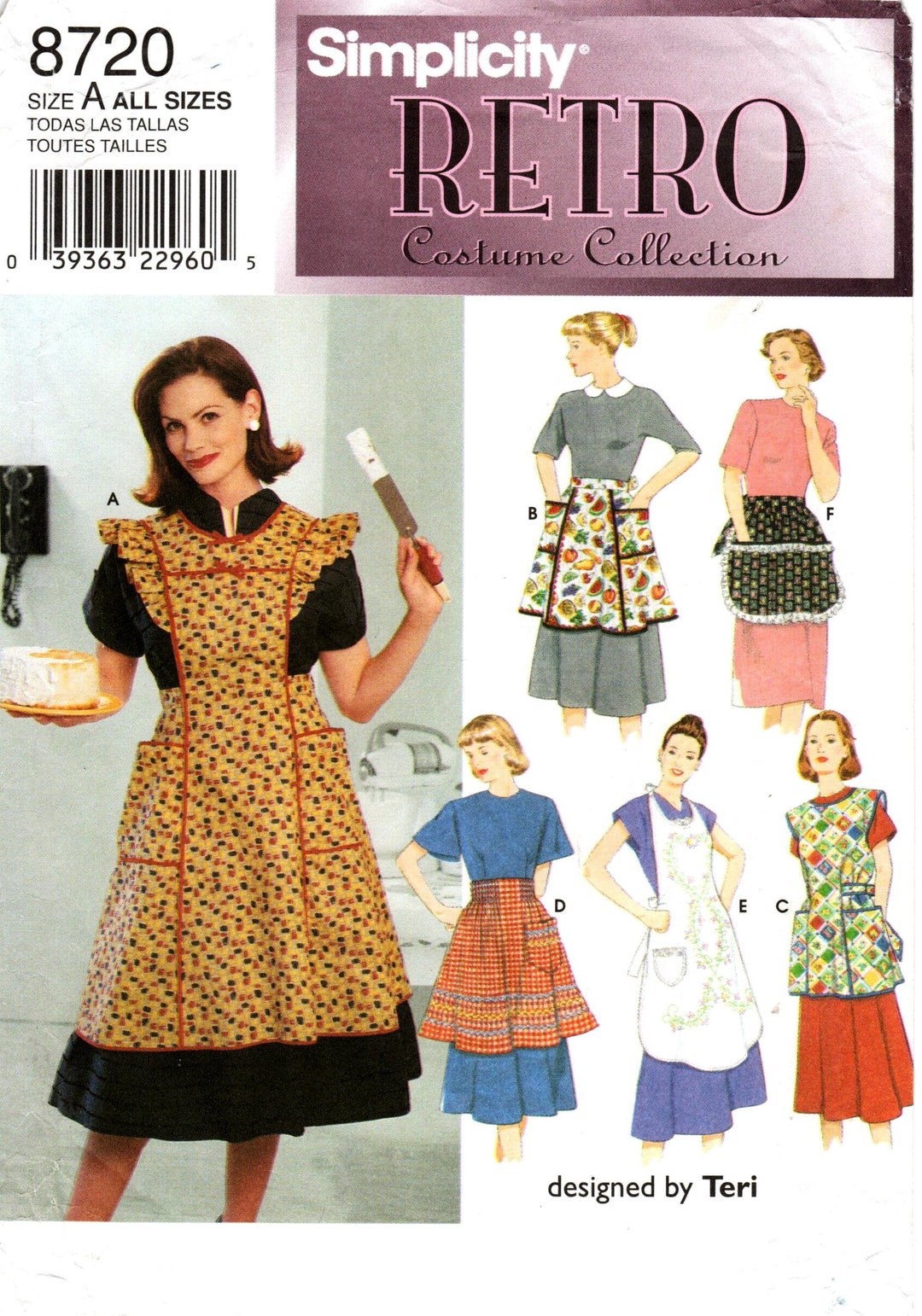 Simplicity 8720 Retro Apron Pattern: Misses' Sizes S/M/L - Etsy