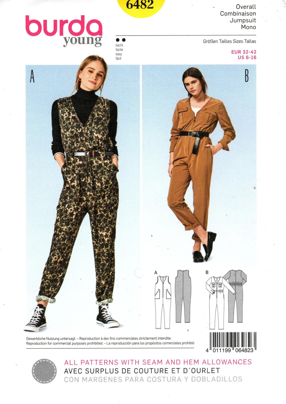 Burda 6482 Jumpsuit Sewing Pattern: Misses' Size 6-16 (OOP) - Etsy