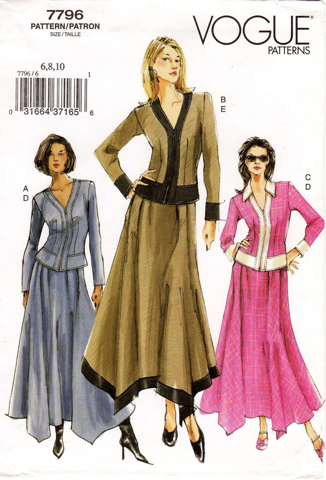 Pick Your Size - Vogue Separates Pattern 7796 - Misses' V-neck , Zip ...