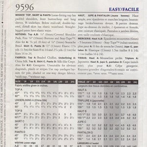 Vogue Sewing Pattern 9596 - Misses' Two Piece Dress or Pantsuit ...