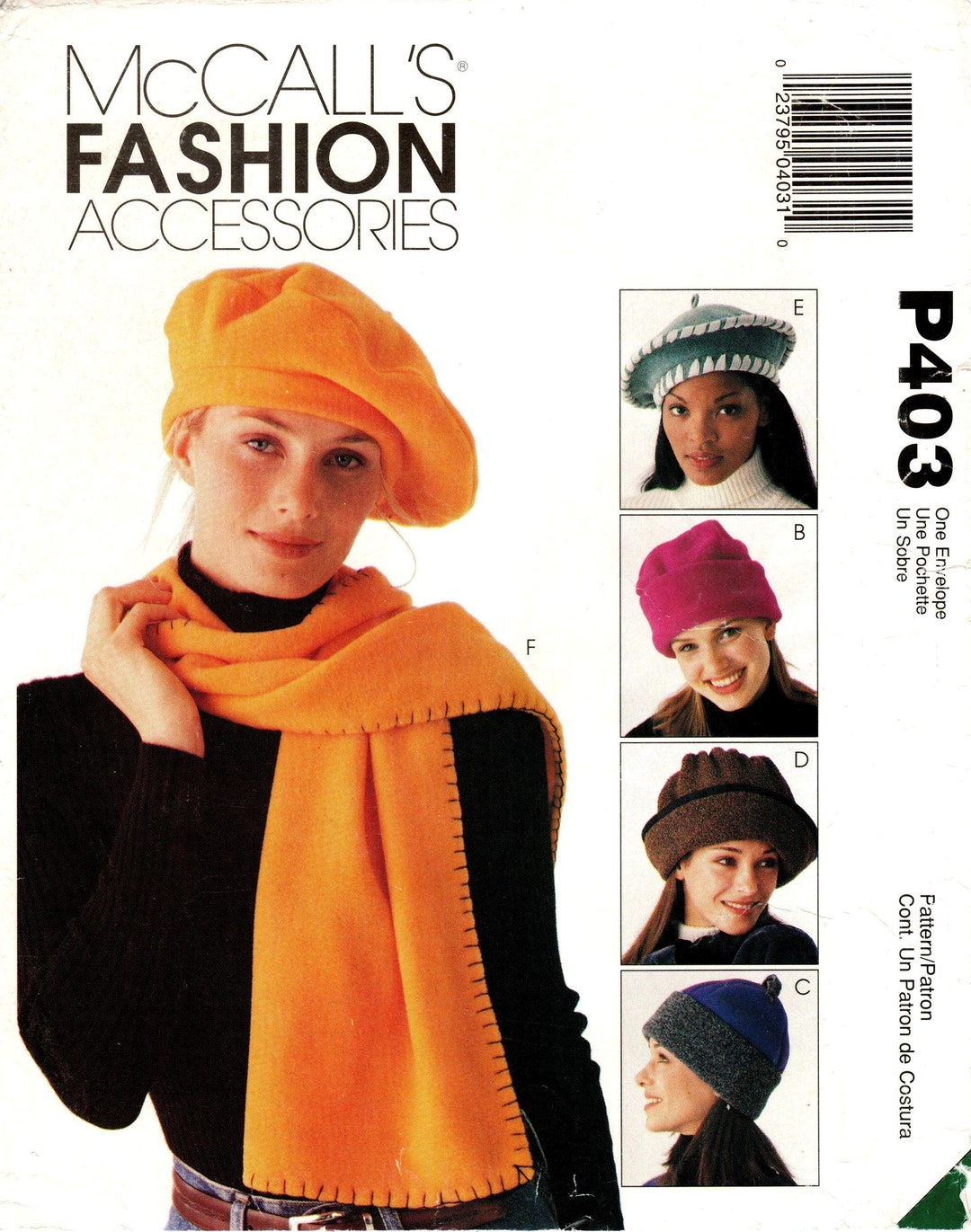Mccall's Accessories Patten P403/9551 - Misses' Hat Assortment, Scarf, Tote Bag and Roll-up ...