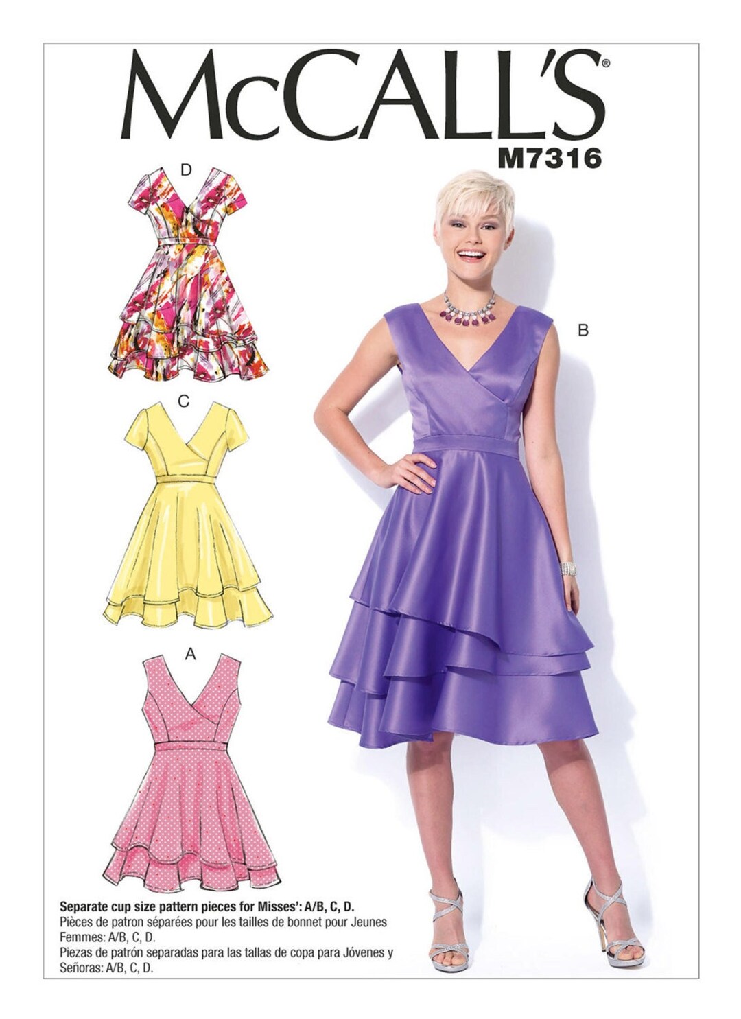 SZ 6/8/10/12/14 - Mccall's Dress Pattern M7316 - Misses' Asymmetrical ...