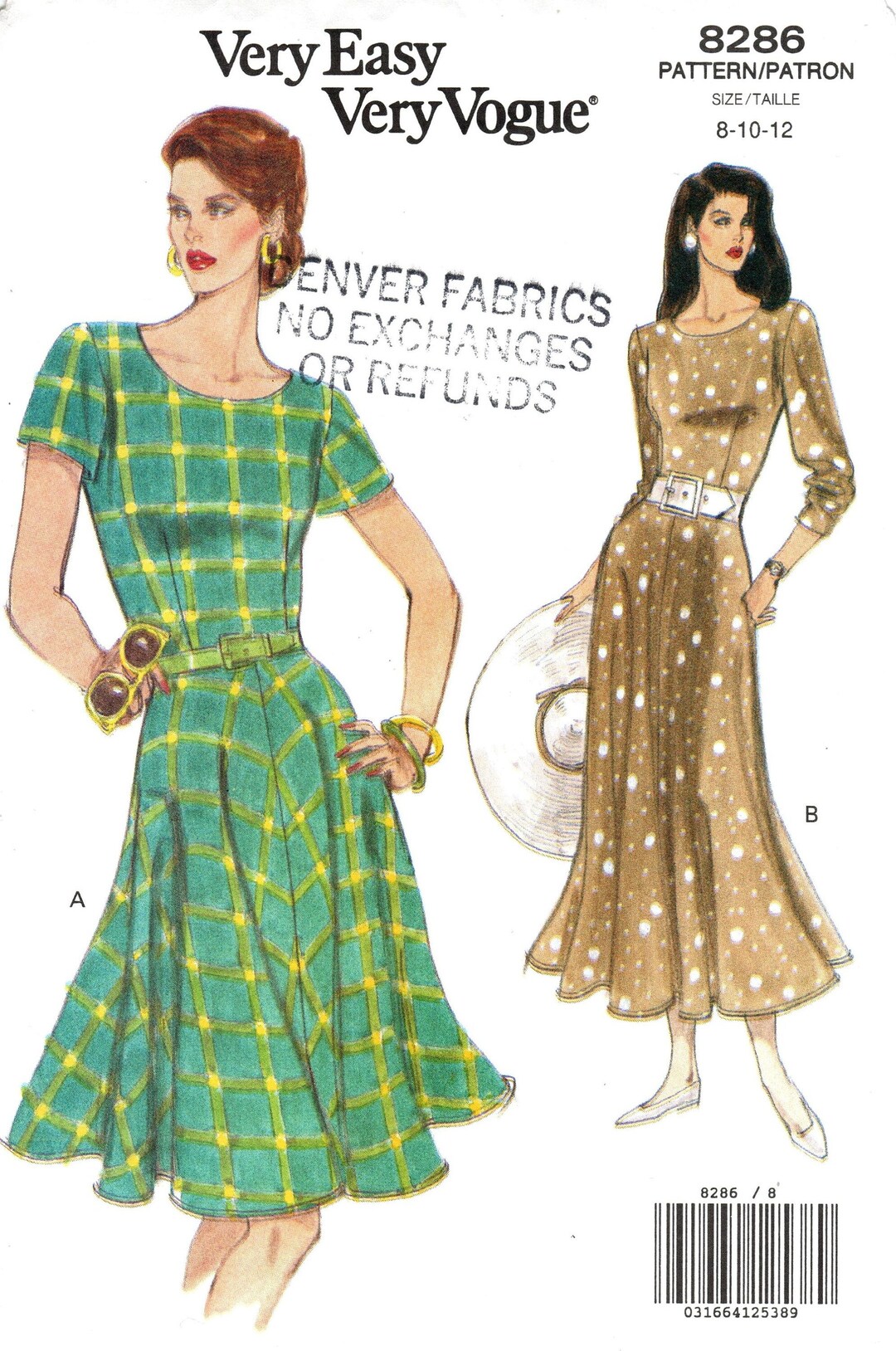 Vogue 8286 Sewing Pattern: Misses' Flared Scoop Neck Dress (sizes 8/10 ...