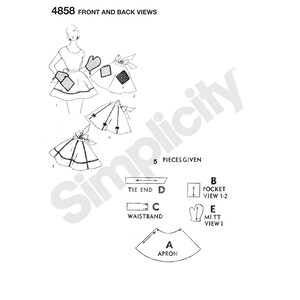 Simplicity Sewing Pattern 4858 - 1950's Vintage Reproduction Apron Pattern - Misses' One Yard ...