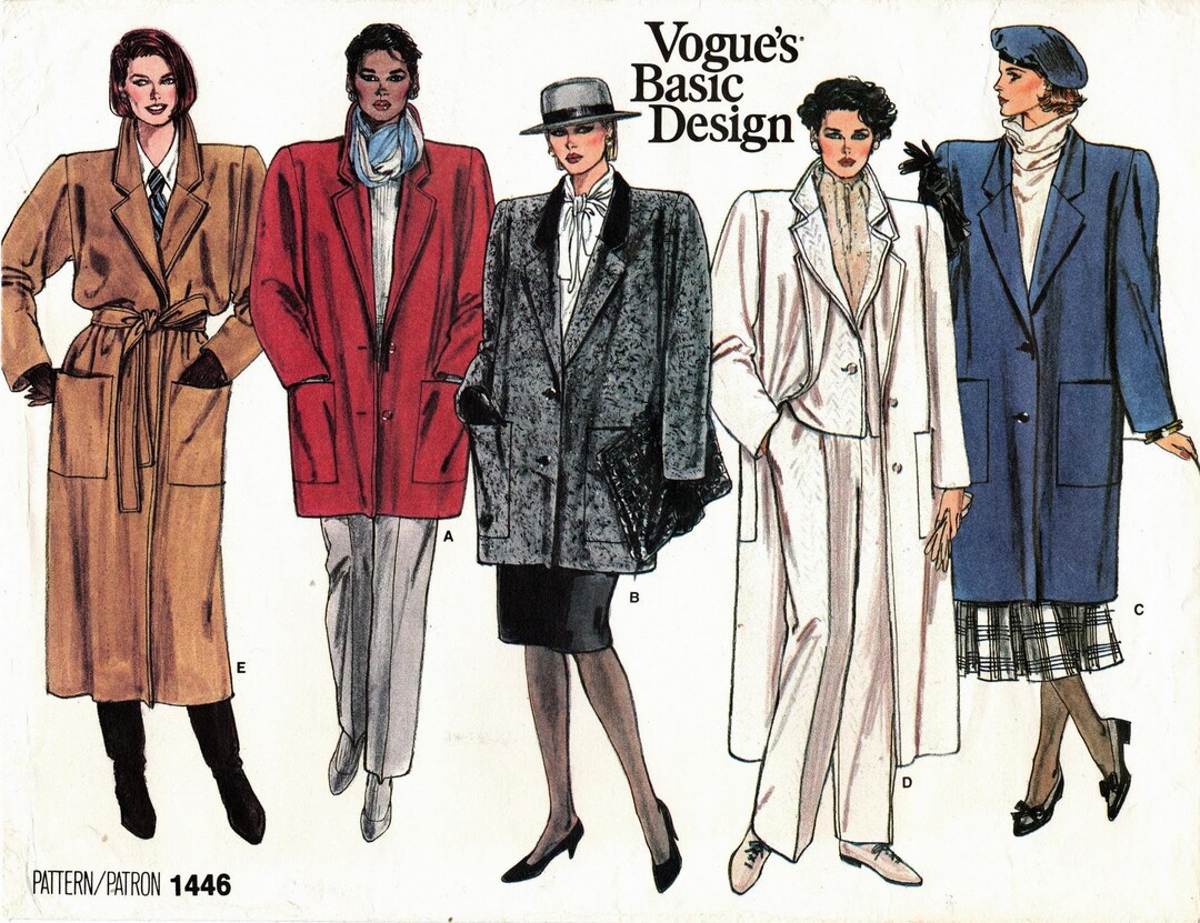 Vogue 1446 Coat Sewing Pattern: A-line, Belted, Size 8/10/12 - Etsy