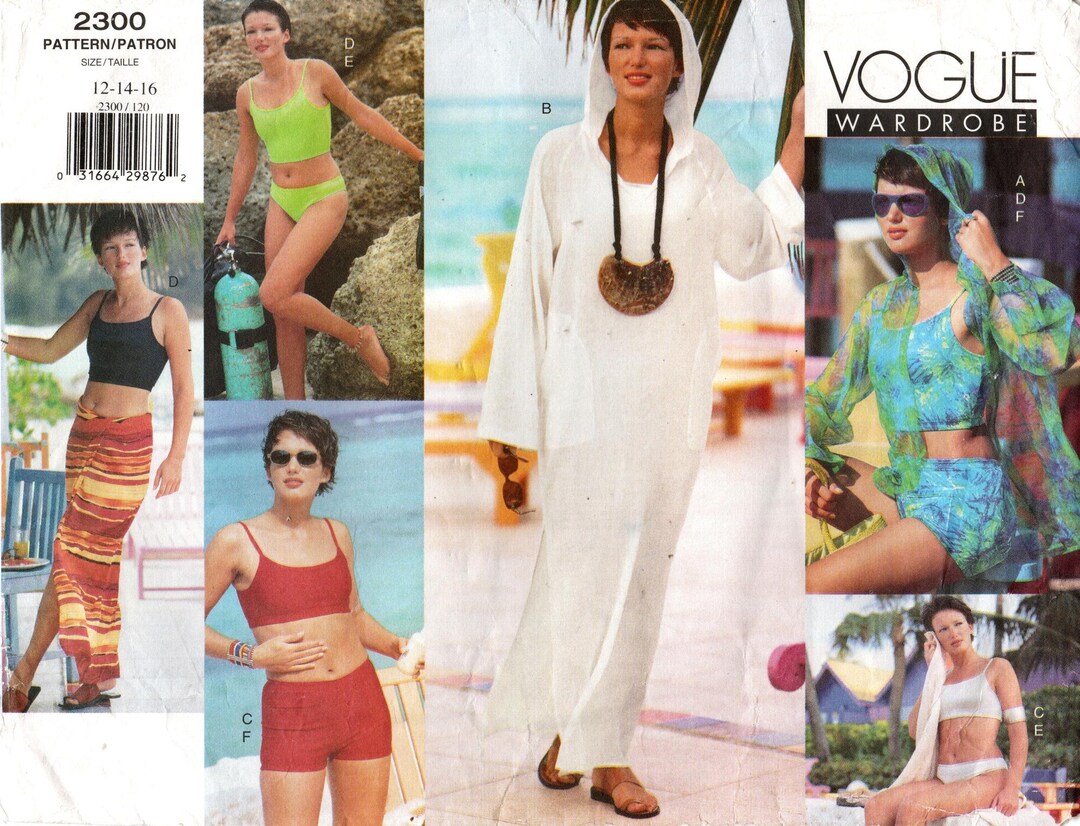 Vogue Sewing Pattern 2300 Misses' Wardrobe Misses' Cover-up, Top ...
