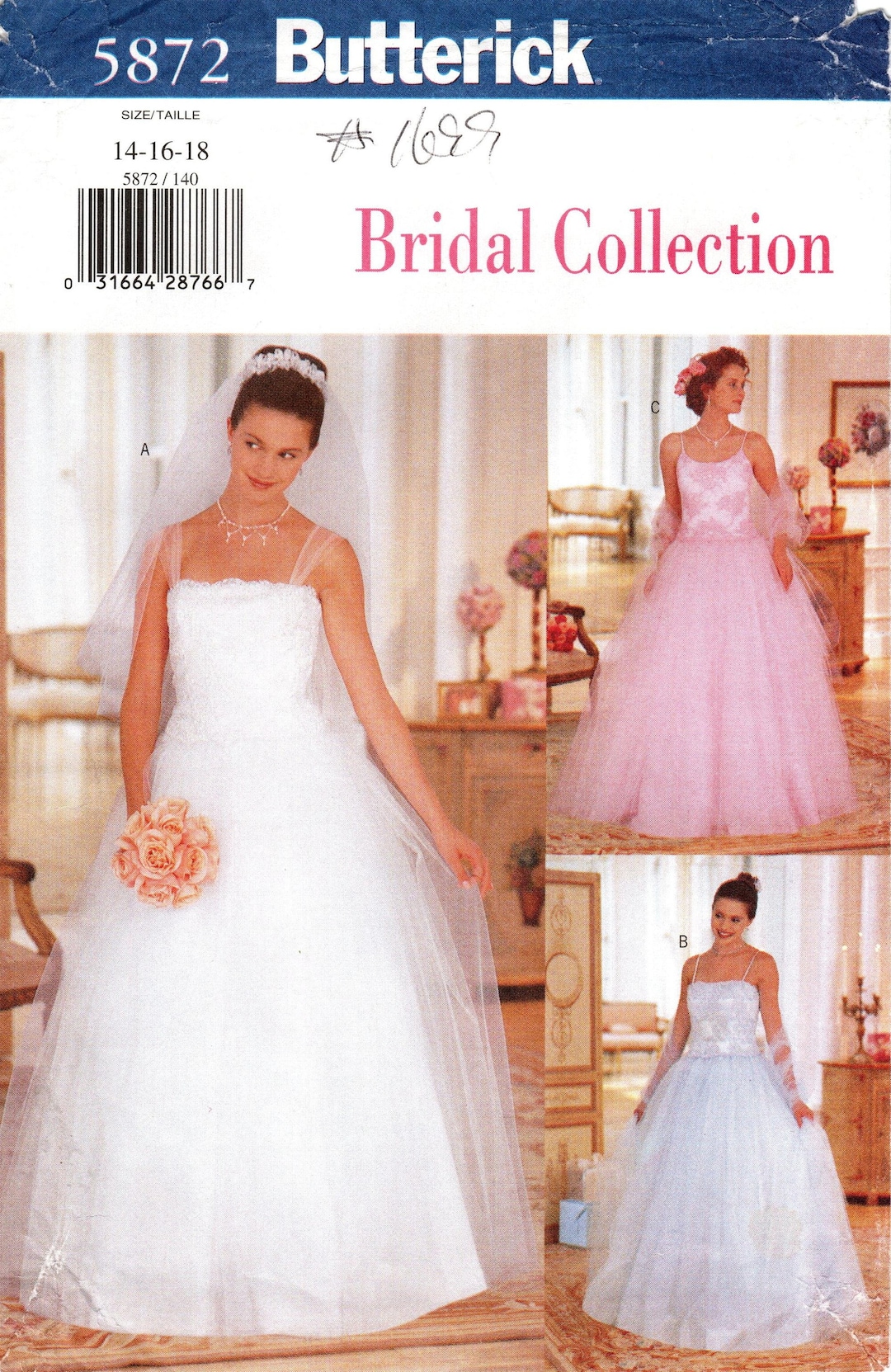 Butterick Wedding Dress Sewing Pattern 5872 - Misses' Tulle Ballgown ...