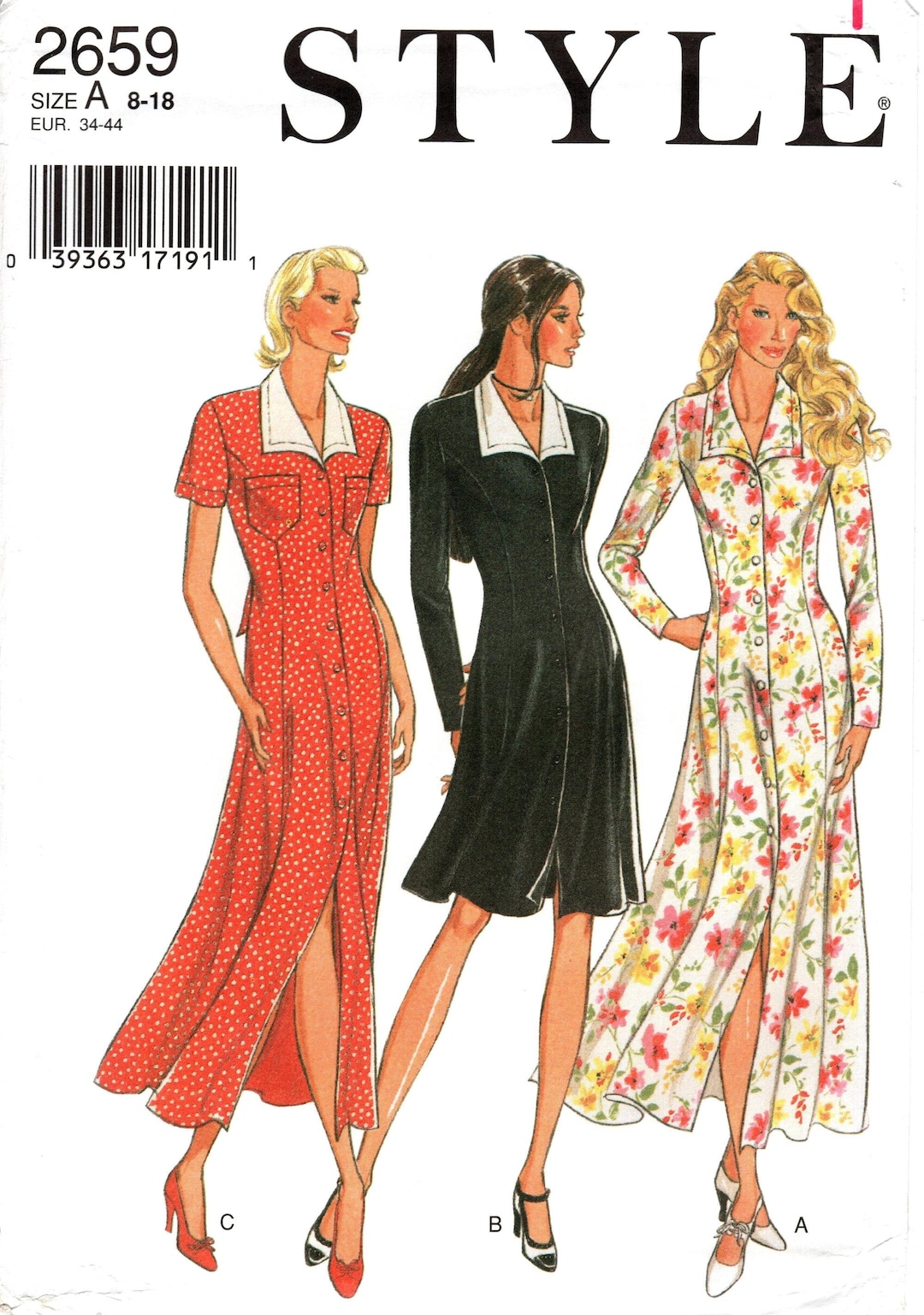 Sz 8 Thru 18 - Style Pattern 2659 - Misses' Fit and Flared, Button ...