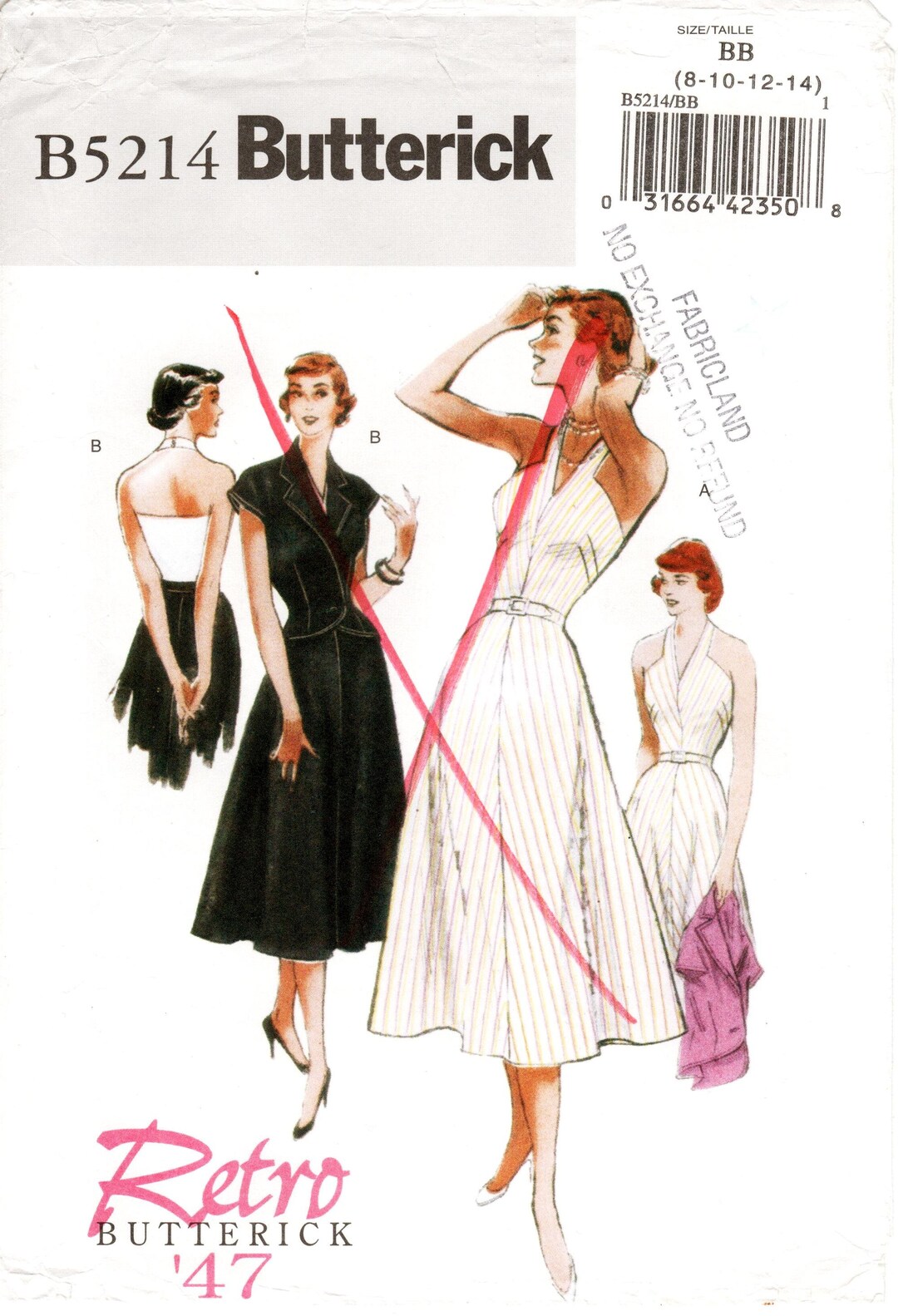 Pick Your Size - Butterick Retro Dress Pattern B5214 - Retro 1947 ...