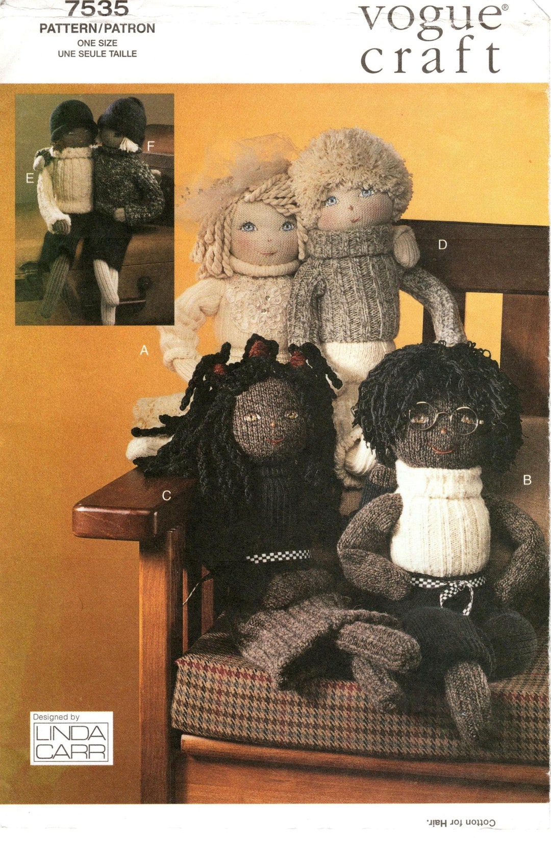 Vogue Craft/doll Pattern - Vogue 7535 by LINDA CARR - 18" and 19" Male ...
