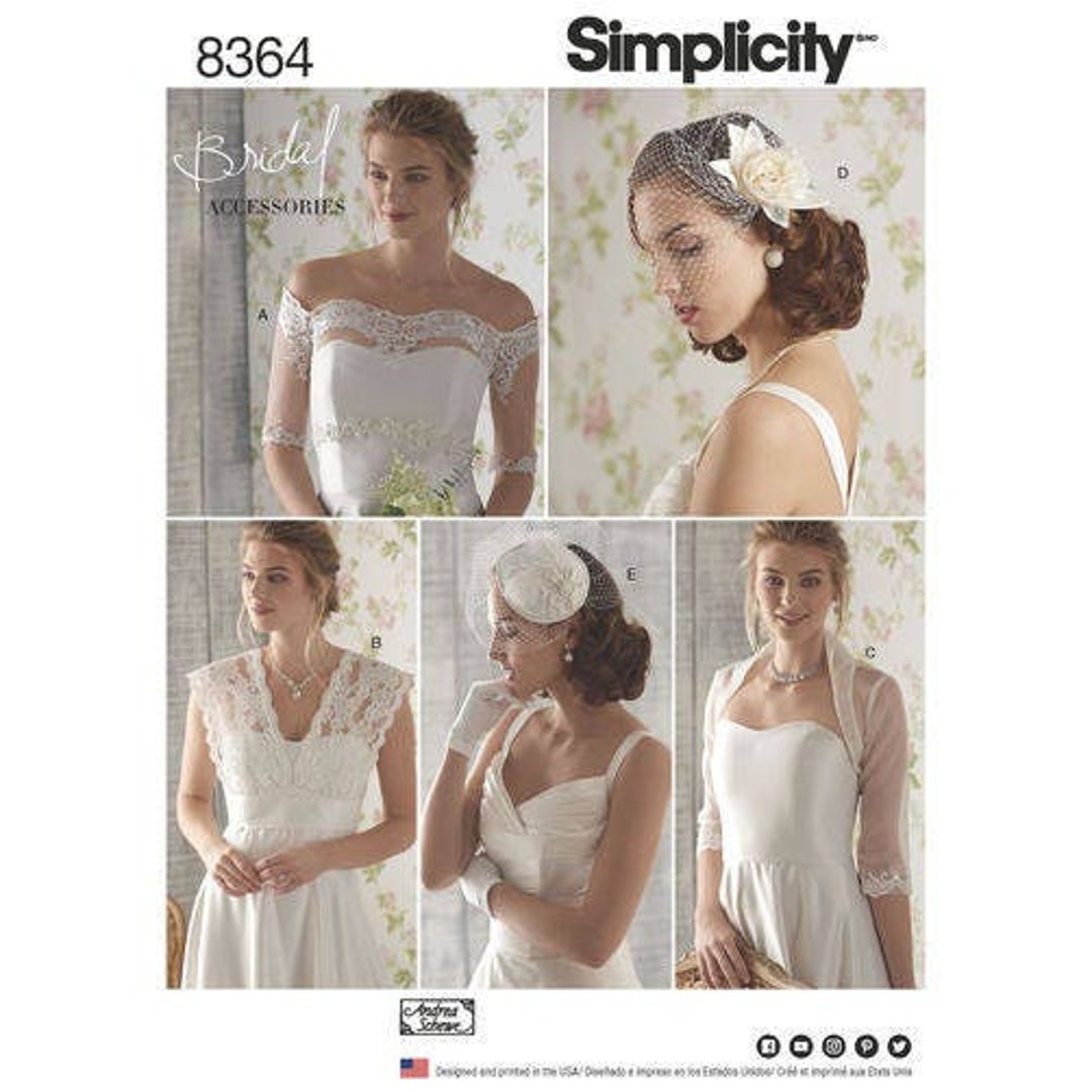 Simplicity Sewing Pattern D0638/8364/8365 Misses' Cover-ups, Fascinator and Hat Bridal ...