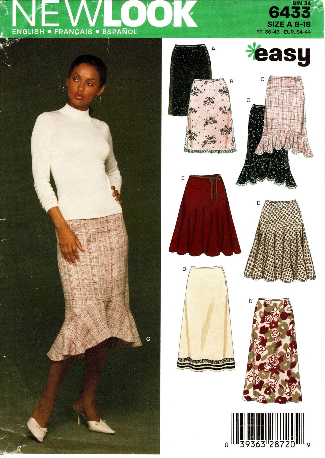 Sz 8 Thru 18 - New Look Skirt Pattern 6433 - Misses' Easy Skirts With ...