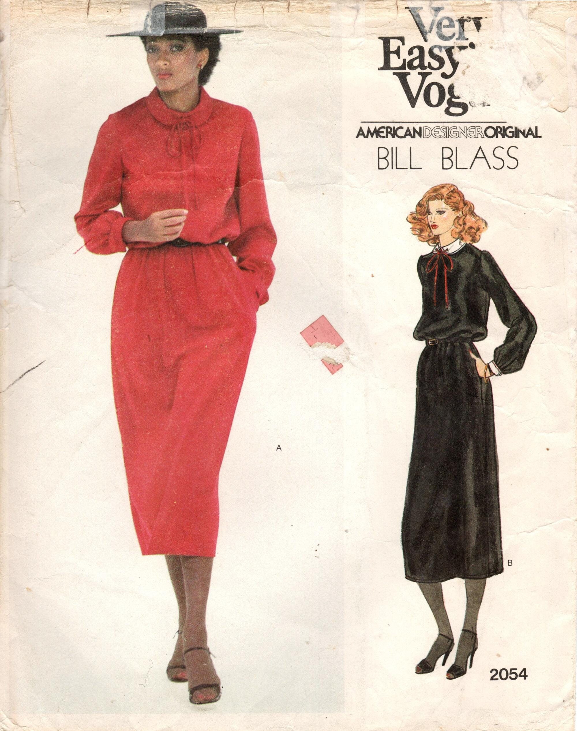 Vintage Vogue 2054 Sewing Pattern: Bill Blass A-line Dress, Size 16 - Etsy