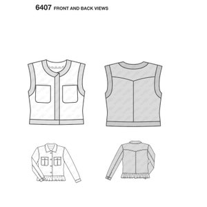 Burda Sewing Pattern 6407 - Misses' Long Sleeve, Ruffle Hem Jacket or ...