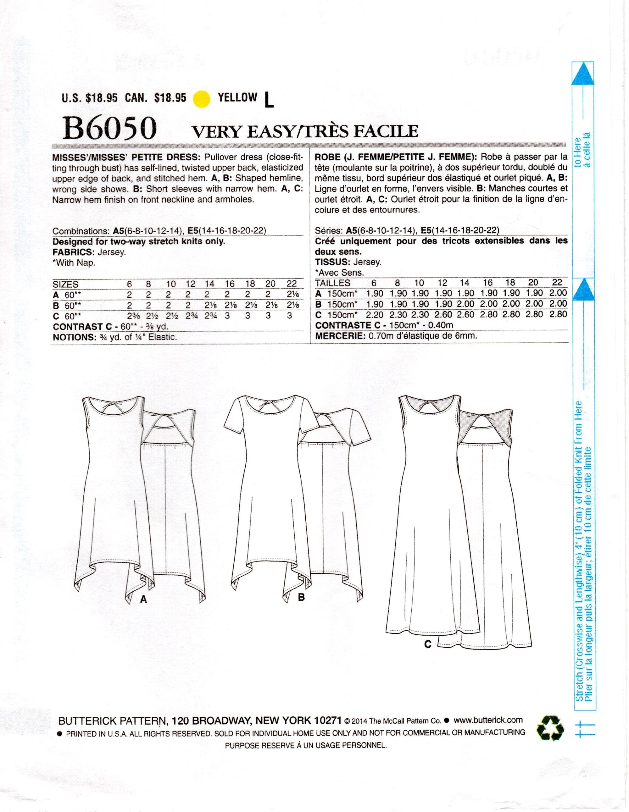 Pick Your Size Butterick Dress Pattern B6050 Misses' | Etsy
