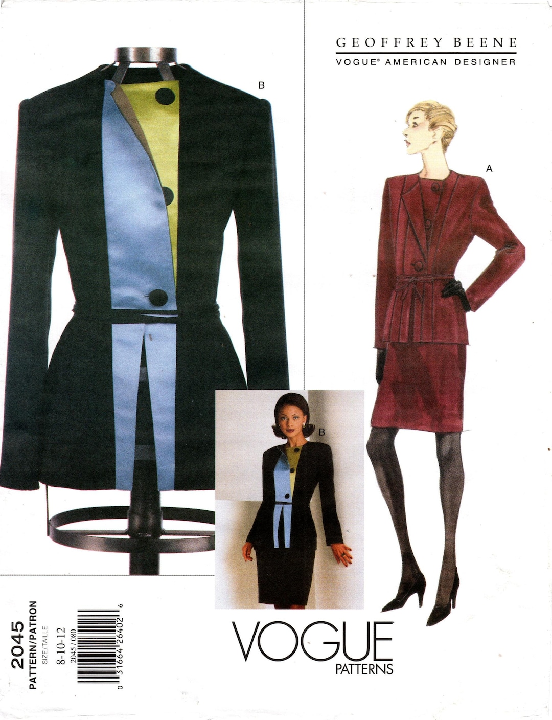Vogue 2045 Geoffrey Beene Sewing Pattern: Jacket & Skirt Sz 8-12 - Etsy