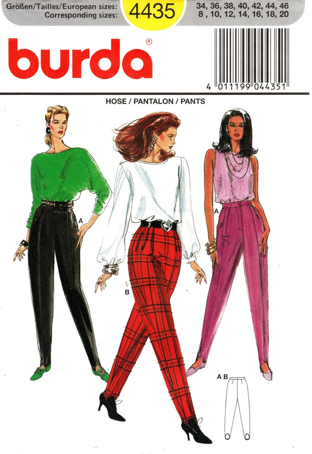 Burda Sewing Pattern 4435 - Misses' Tapered Leg, Pleated Waist, Stirrup ...