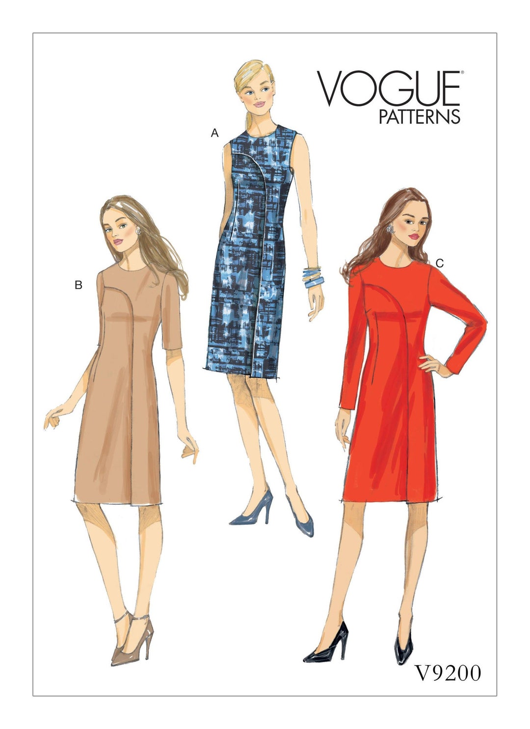 Vogue 9200 Dress Pattern: Misses' Asymmetrical Overlay, Sizes 6-14 - Etsy