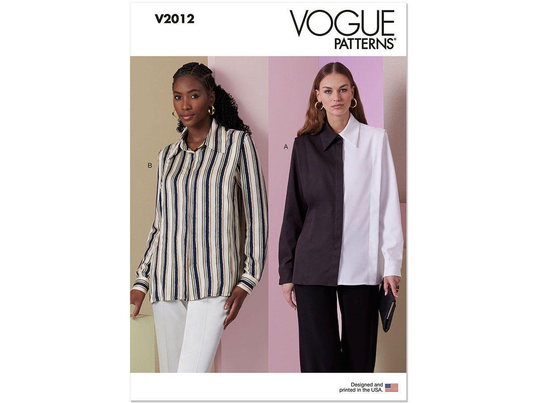 Vogue Sewing Pattern V2012: Misses' Loose-fitting Shirt, Pointed Collar ...