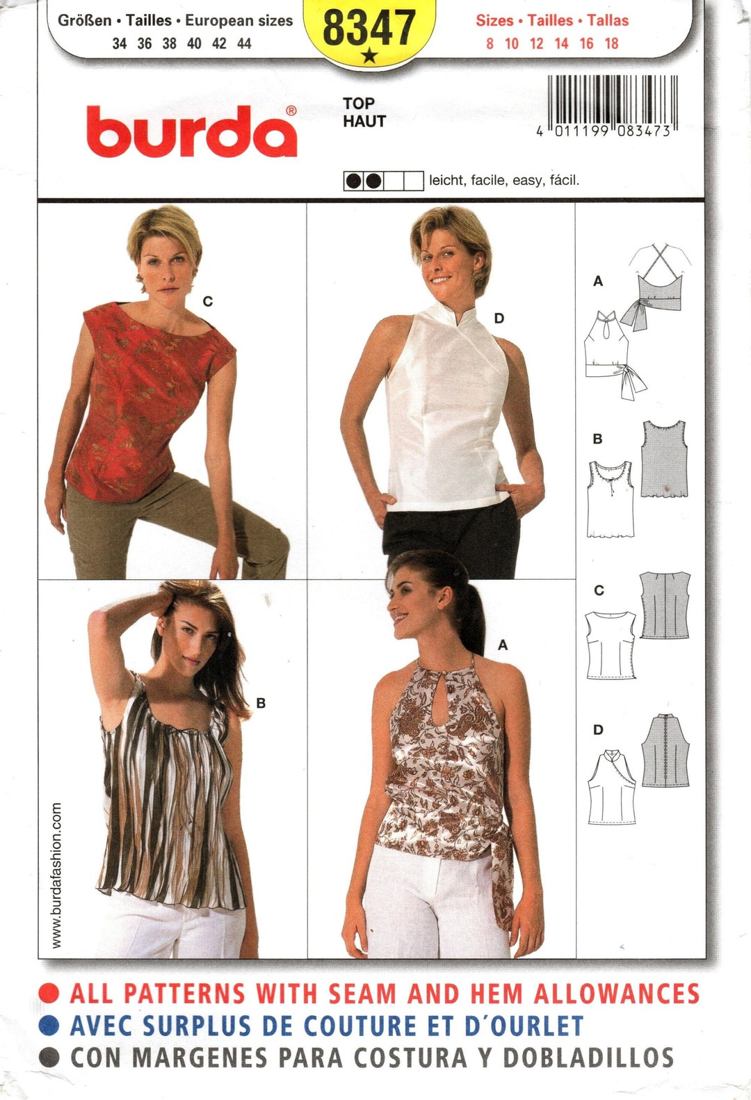Burda Sewing Pattern 6415 - Misses' Boat Neck, Scoop Neck, Haltered ...